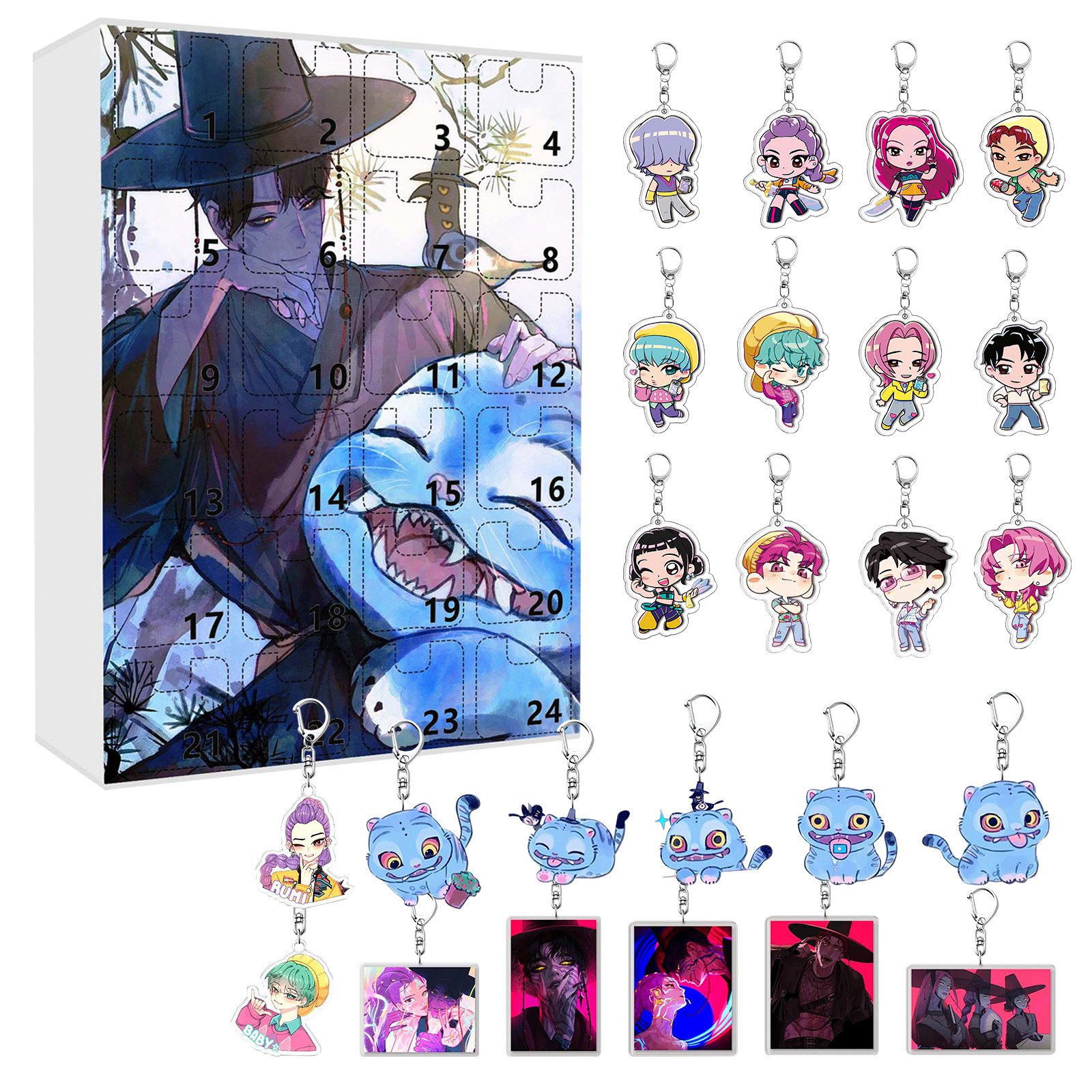 Premium Kpop Demon Hunters Advent Calendar with 24 Keychain ...