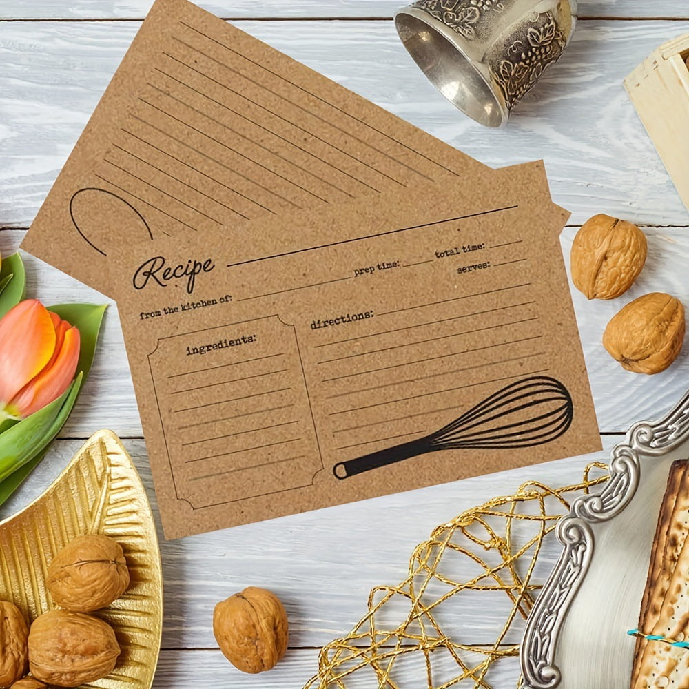 Premium Kraft Paper Recipe Cards - Double-Sided Printed Kitchen ...