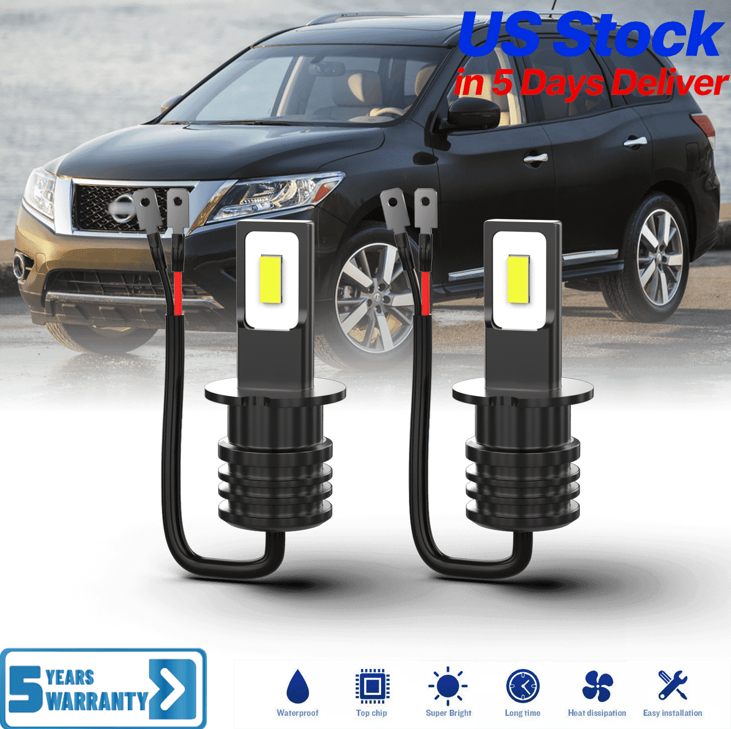 Premium LED Upgrade Kit - H3 LED Foglight Kit - Compatible with Nissan ...