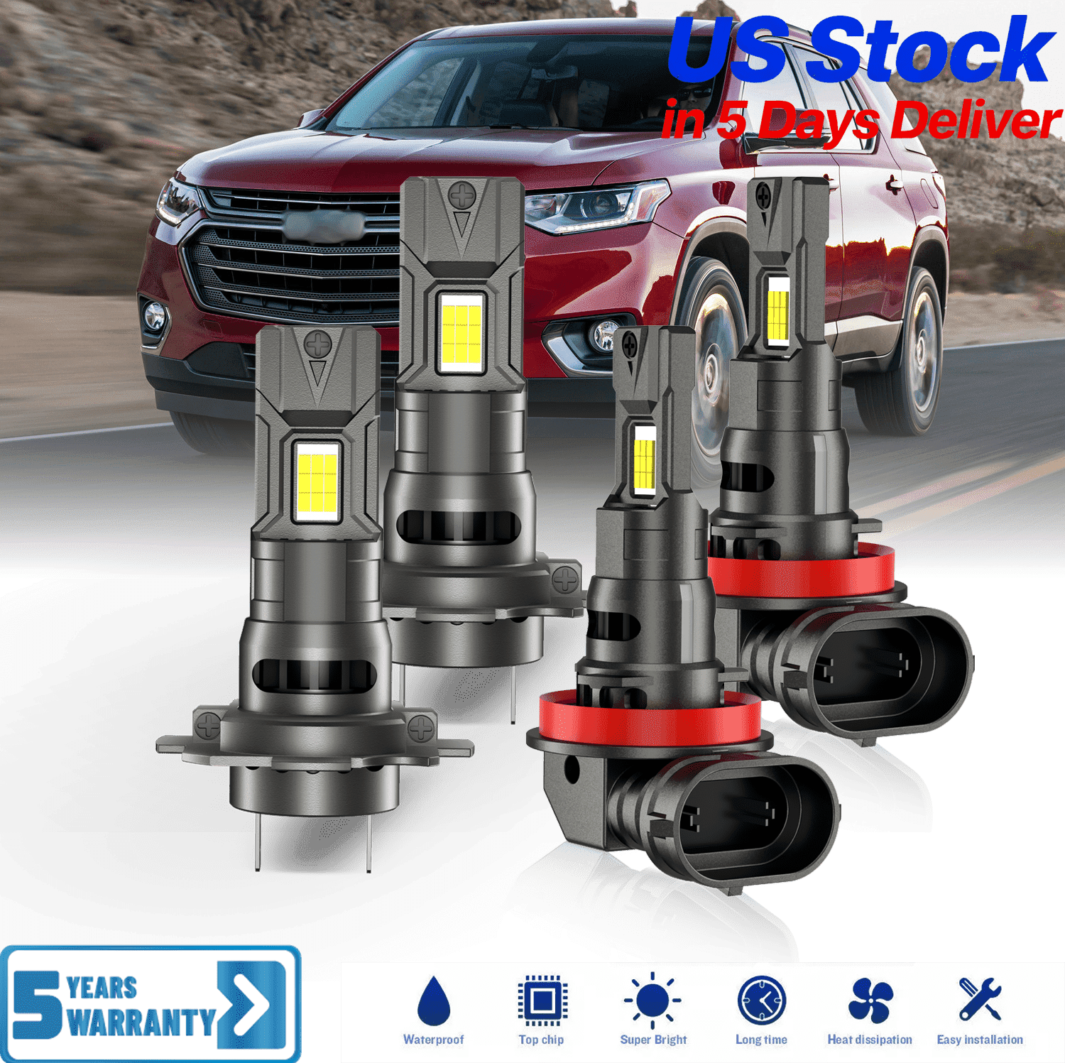 Premium LED Upgrade Kit - H7+H11 LED Headlight Kit - Compatible with ...