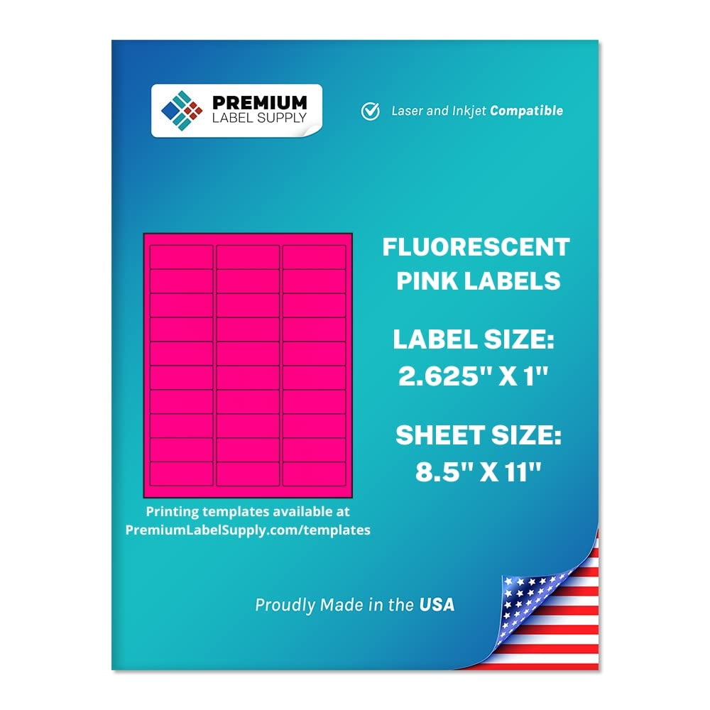 Premium Label Supply Bright Neon Color Fluorescent Stickers - 2.625" x ...