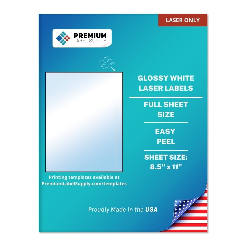 Premium Label Supply Full Sheet Glossy White Labels – 8.5" x 11 ...