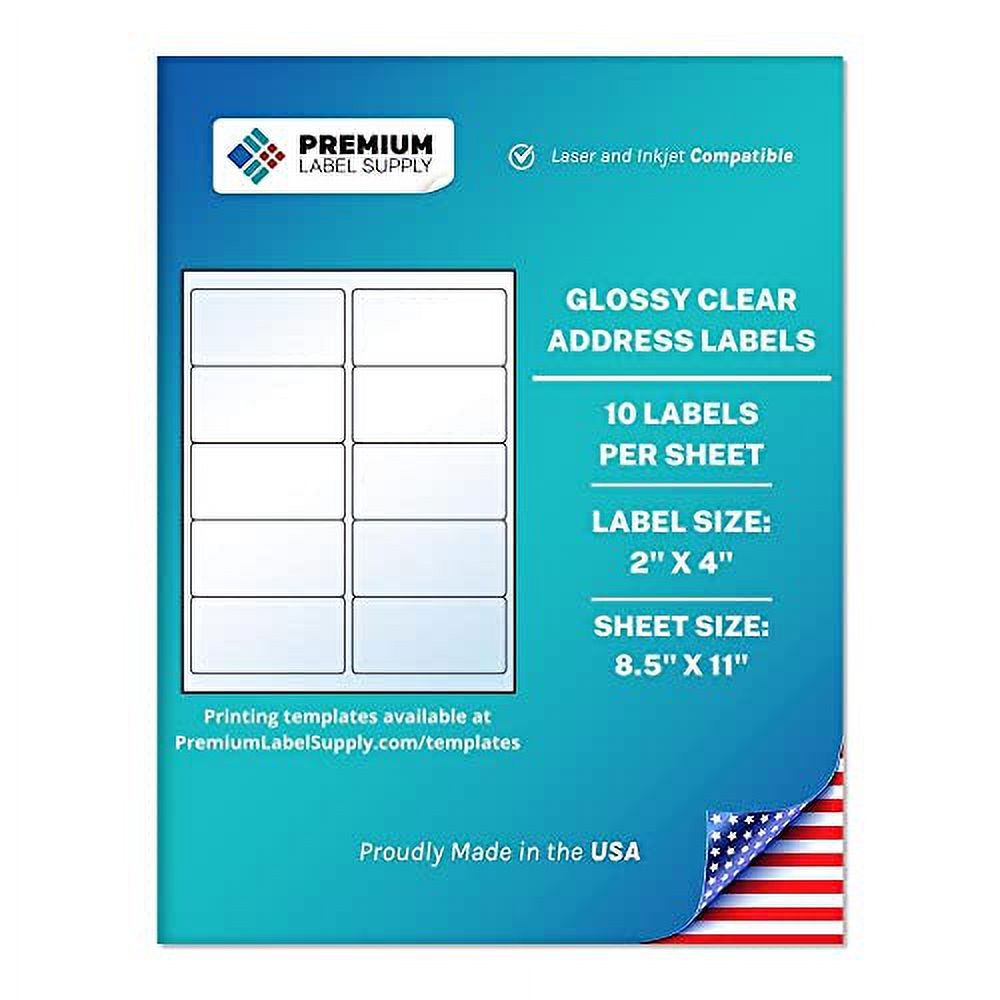 Premium Label Supply Glossy Clear Address Labels – 2" x 4" – Laser ...