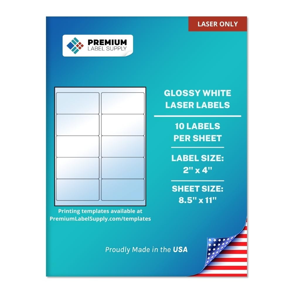 Premium Label Supply Glossy White Sticker Labels – 2" x 4" – (10 Labels ...