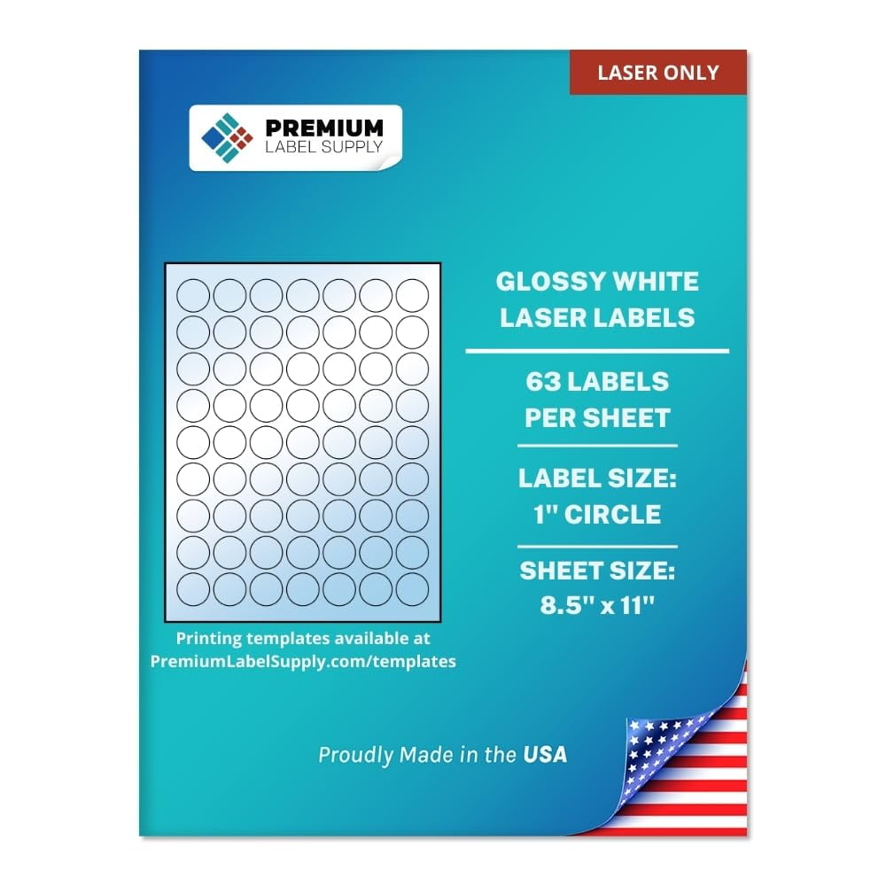 Premium Label Supply Glossy White Sticker Round Labels – 1" Circle ...
