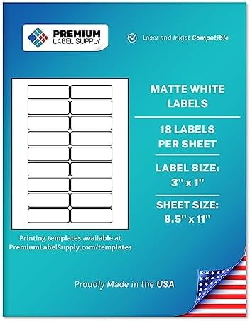Premium Label Supply White Sticker Address Labels – 3” x 1" – Laser ...