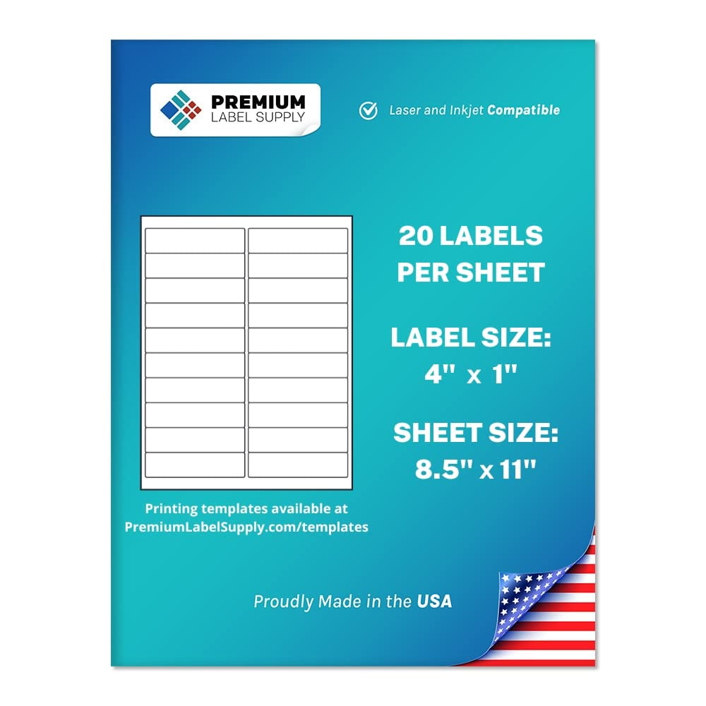 Premium Label Supply White Sticker Address Labels – 4” x 1" – Laser ...