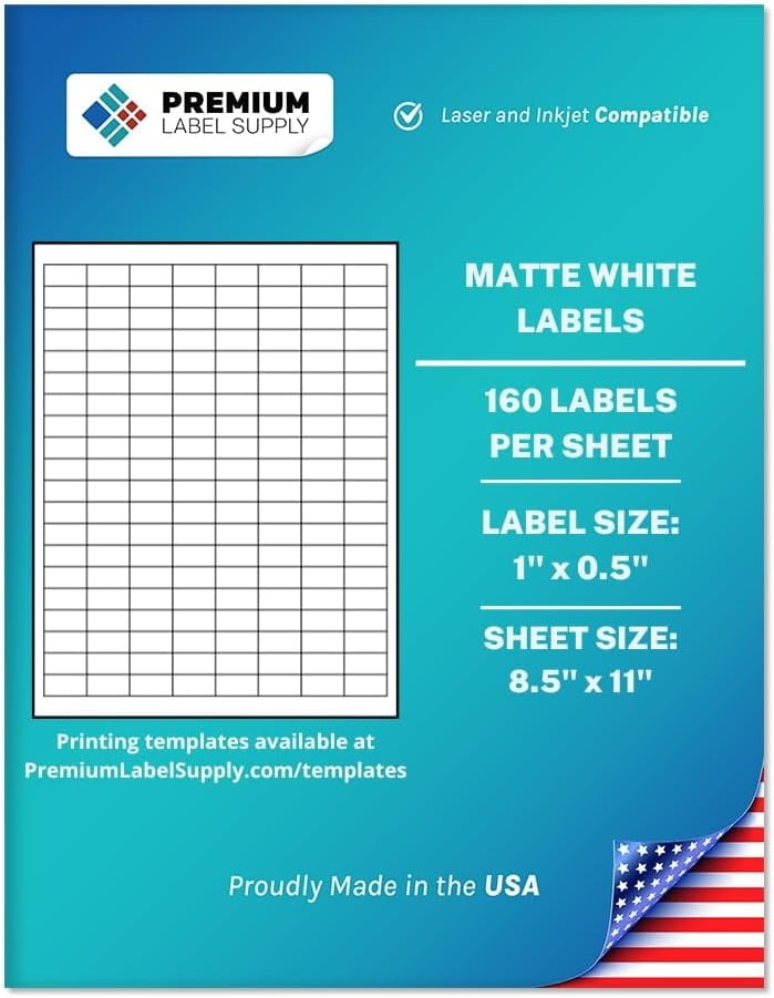 Premium Label Supply White Sticker Barcode Labels – 1" x 0.5" – Laser ...