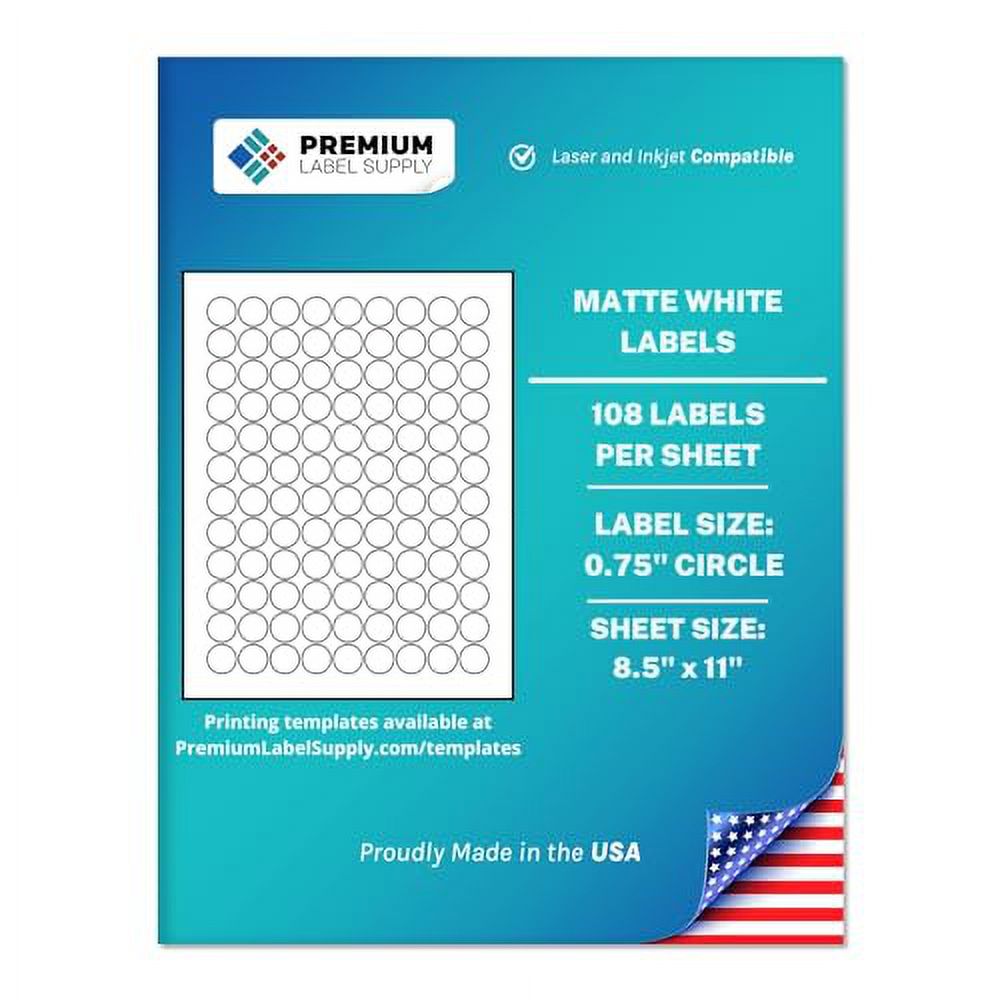 Premium Label Supply White Sticker Round Labels – 0.75" Circle – Laser ...
