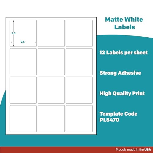 Premium Label Supply White Sticker Square Labels – 2.5" x 2.5" – Laser ...
