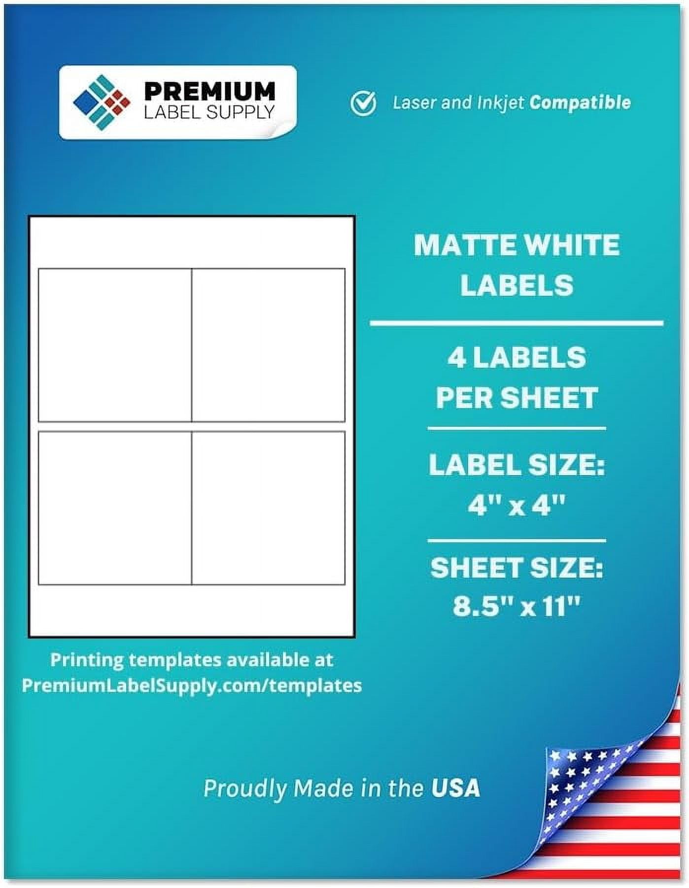 Premium Label Supply White Sticker Square Labels – 4" x 4" – Laser ...