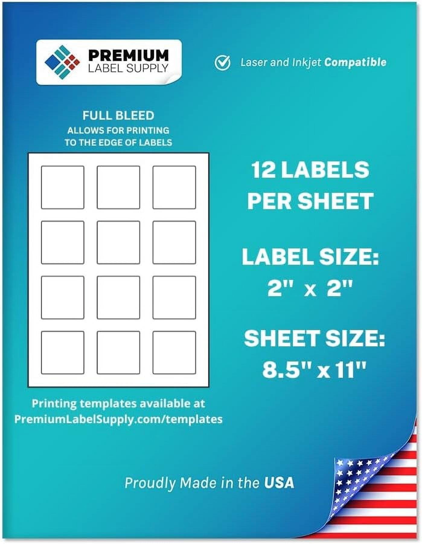 Premium Label Supply White Sticker Square Labels with Bleed – 2" x 2 ...
