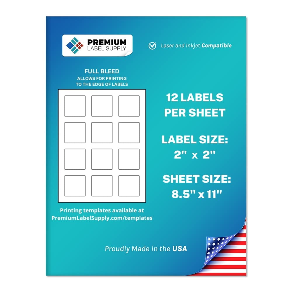 Premium Label Supply White Sticker Square Labels With Bleed – 2” x 2 ...