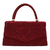 Premium Lace Paisley Floral Fabric Satin Top Handle Clutch Evening Bag ...