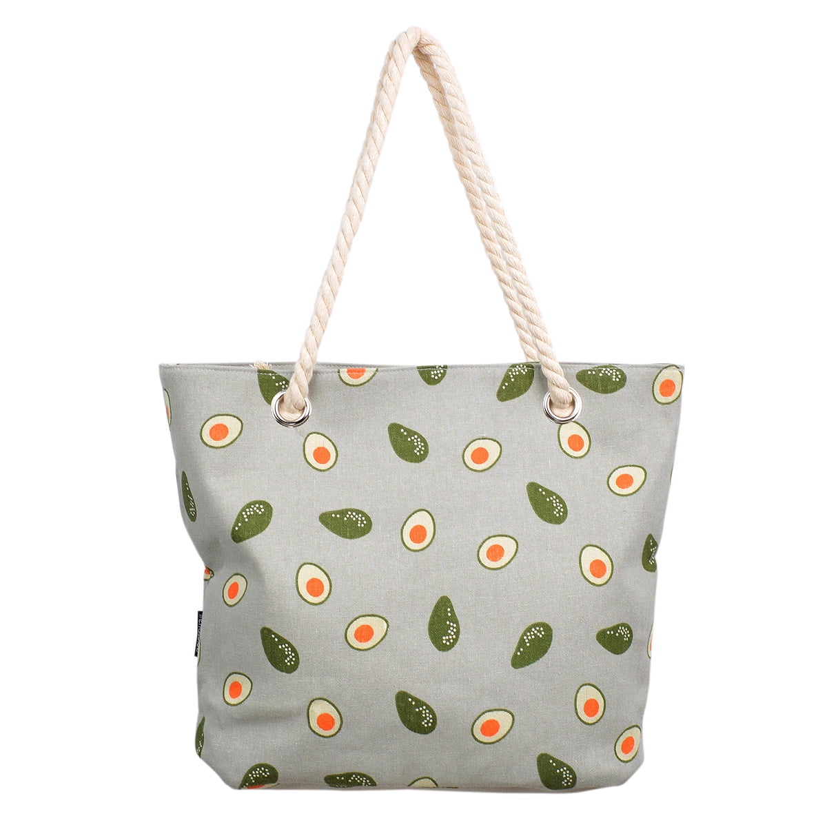 Premium Large Avocado Patterned Cotton Canvas Tote Shoulder Bag Handbag ...