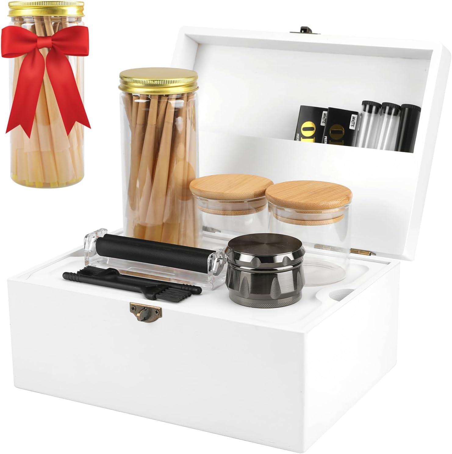 Premium Large Bamboo Storage Box with Removable Tray Kit - Decorative ...