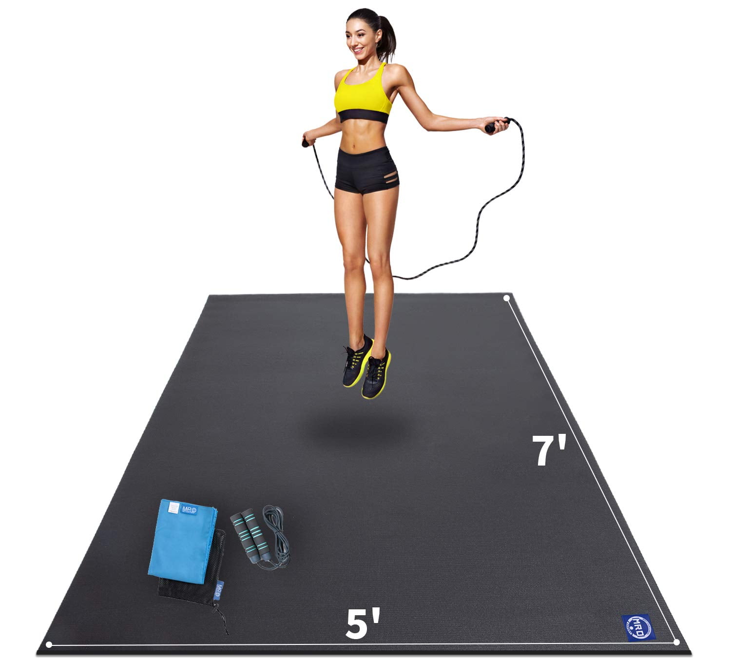 Premium 7' x 5' x 7mm Exercise Mat, High-Density, Non-Slip, Extra Thick ...