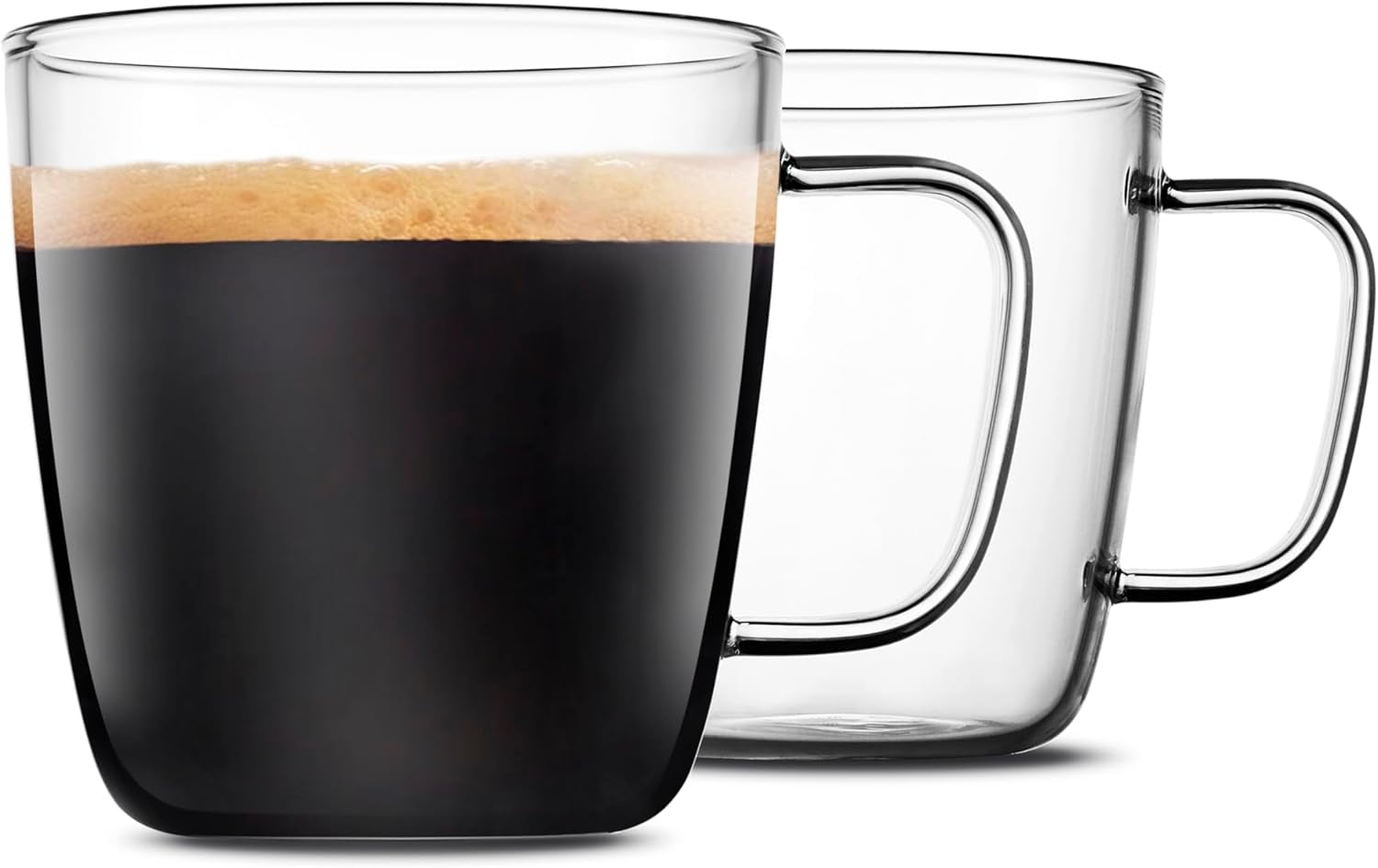 Premium Large Glass Coffee Mugs(Set of 2)-24 oz,Wide Mouth Hot or Cold ...