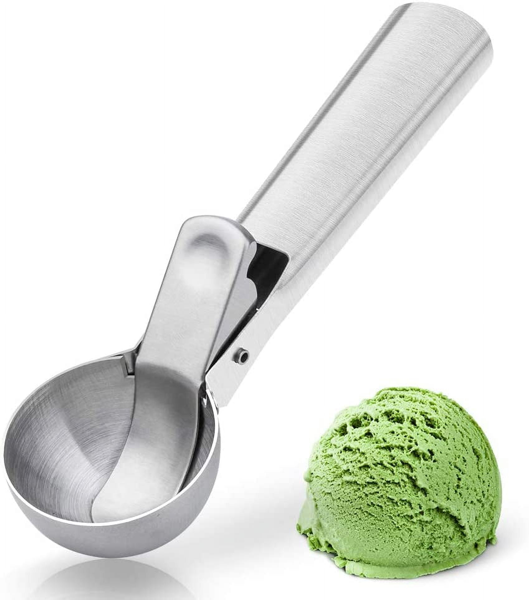 Premium Stainless Steel Ice Cream Scoop - Easy Trigger, Anti-Freeze ...