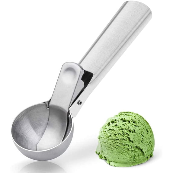 Premium Stainless Steel Ice Cream Scoop - Easy Trigger, Anti-Freeze ...