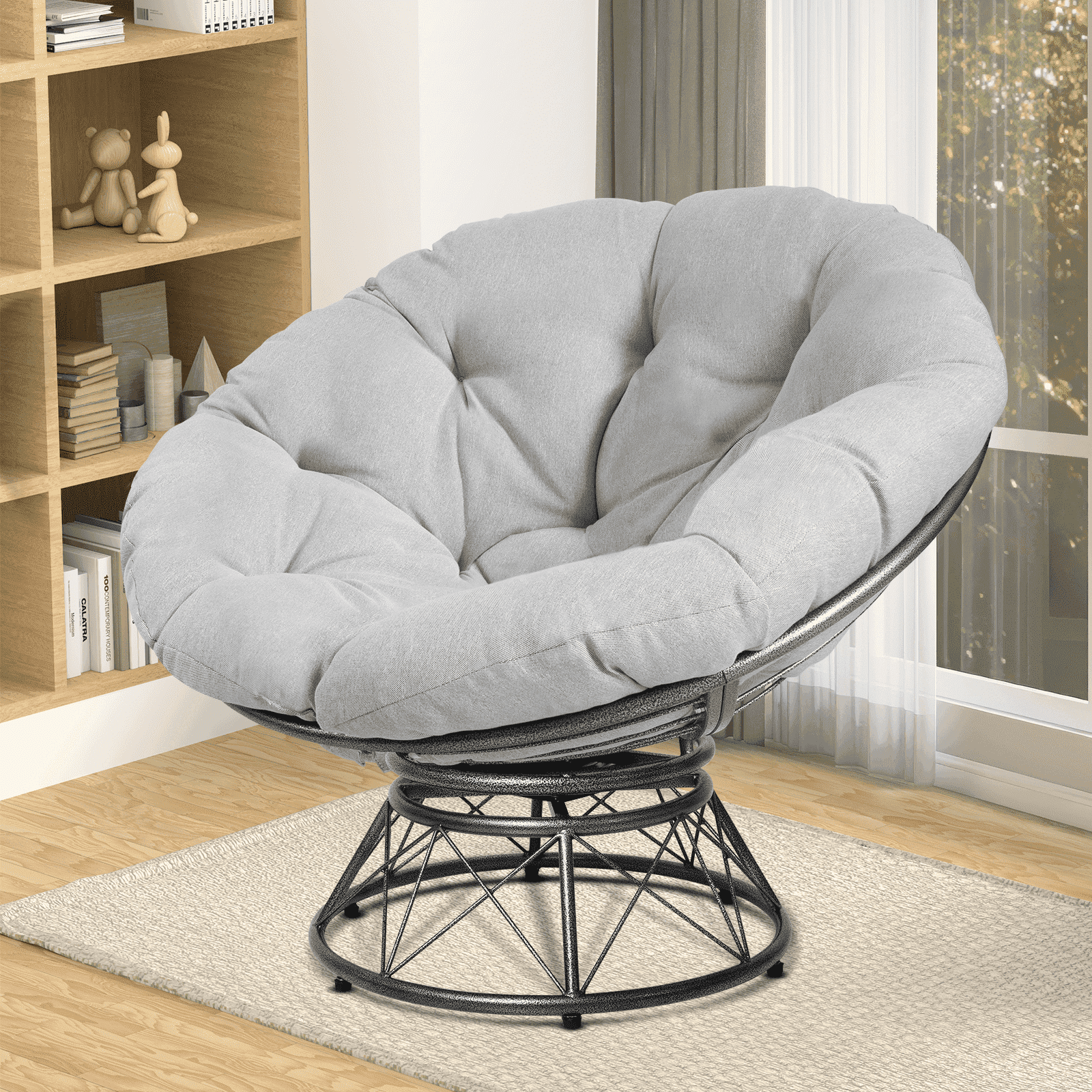 Premium Large Papasan chair with 48'" Cushion, Marled Grey - Walmart.com