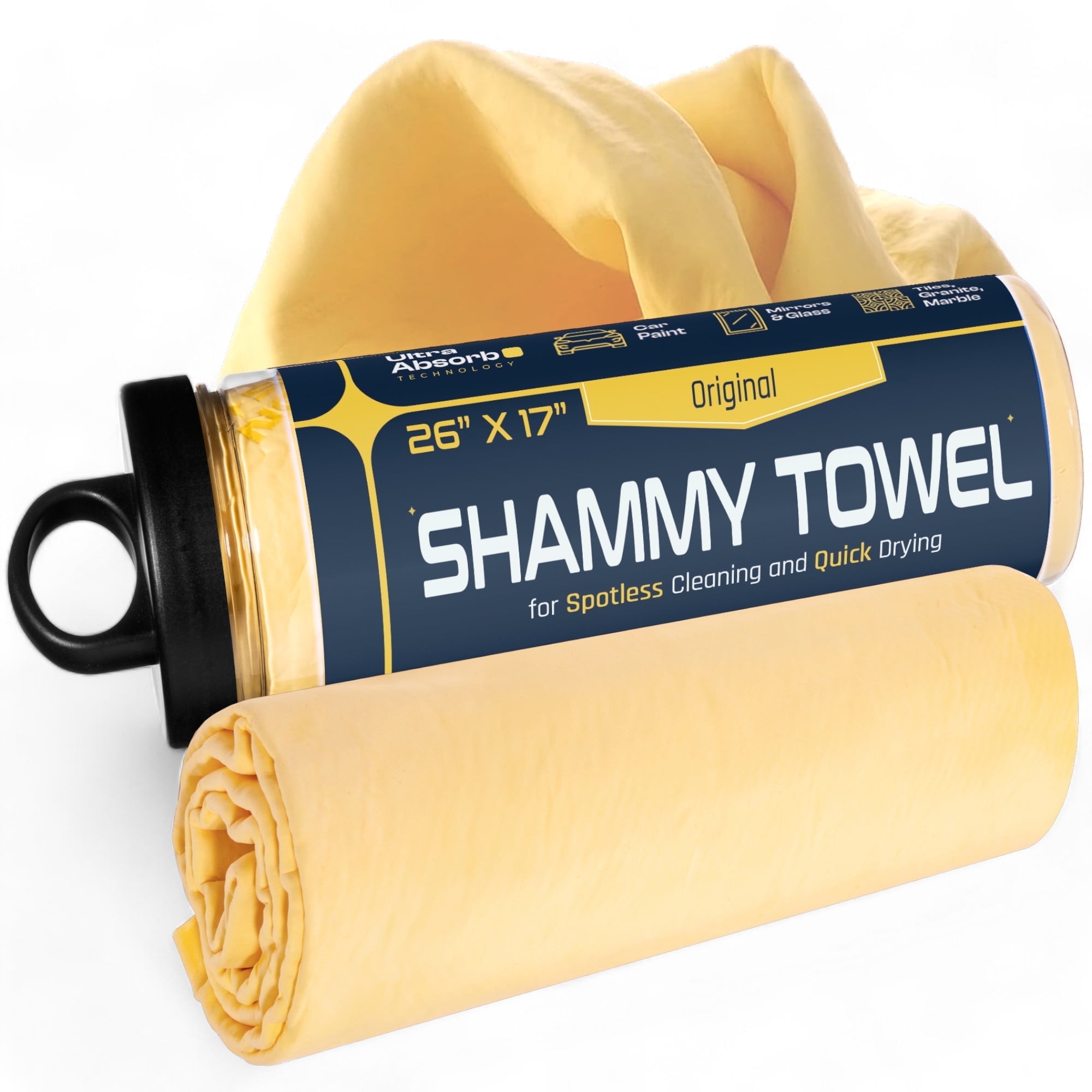 Premium Large Shammy Towel for Cars 26"x17" - Super Absorbent, Soft ...