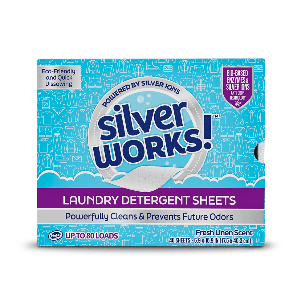 SilverWorks! Laundry Detergent Sheets, 40 Sheets, Silver Ion Odor ...