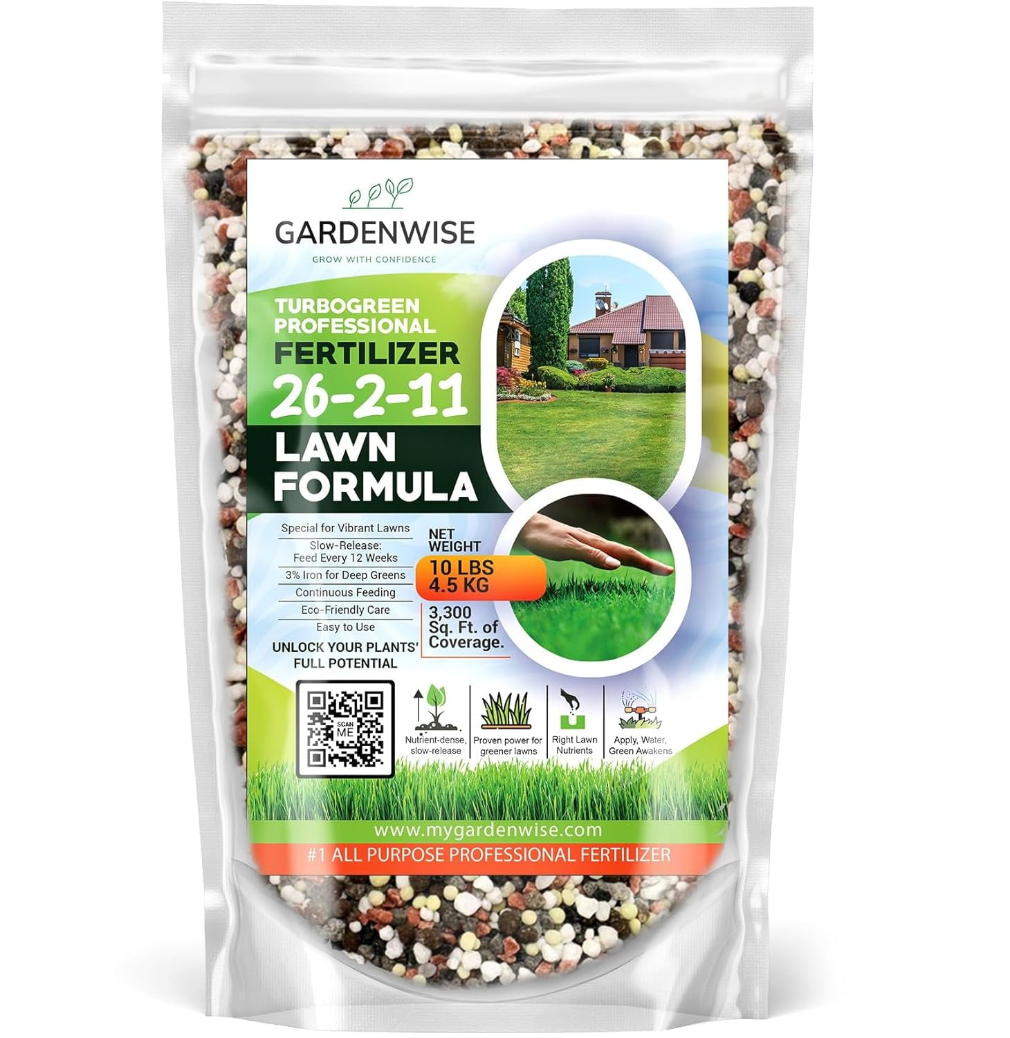 Premium Lawn Fertilizer with Iron - Advanced Nitrogen & Iron-Rich ...
