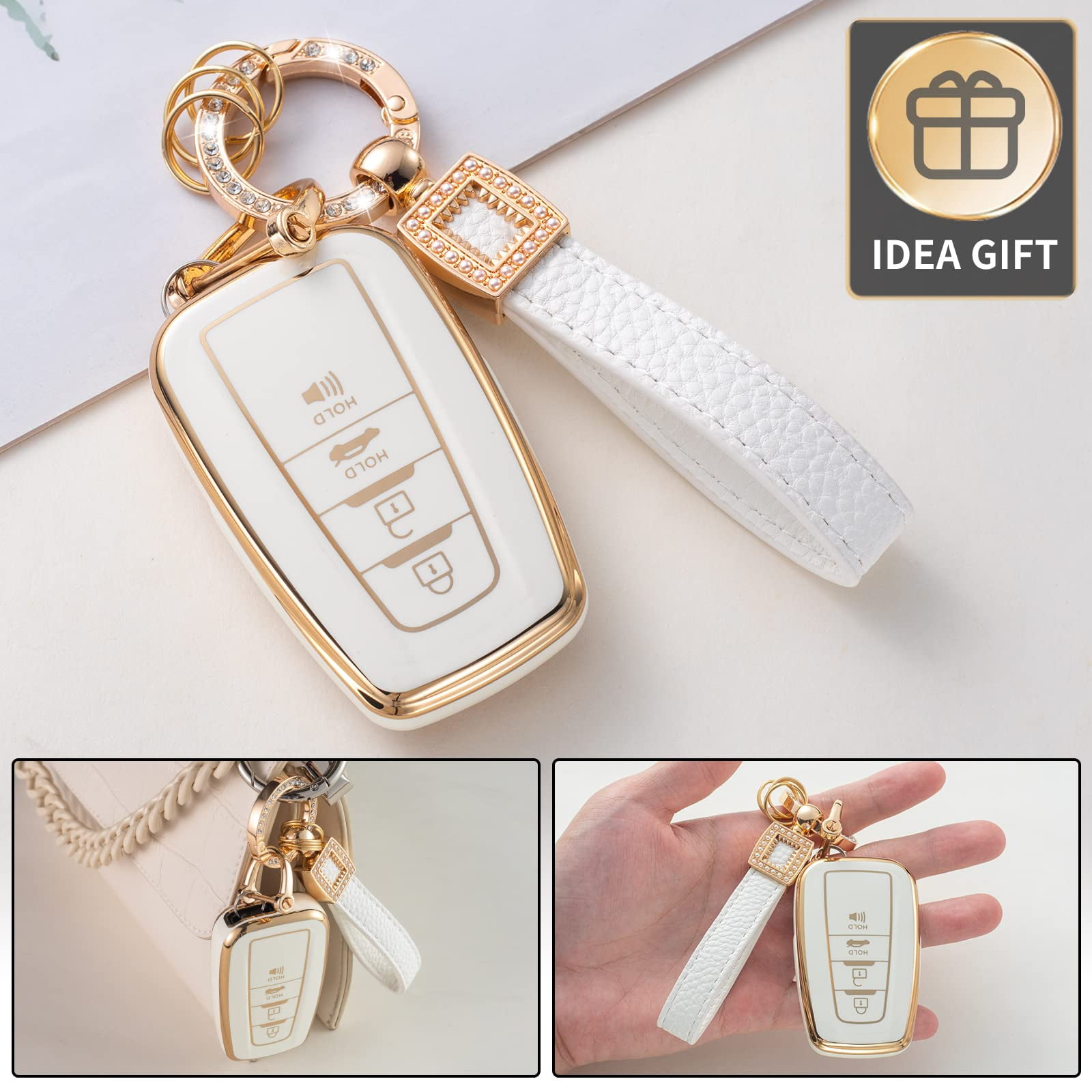 Premium Leather Key Fob Protector Case with Adjustable Lanyard for 2018 ...