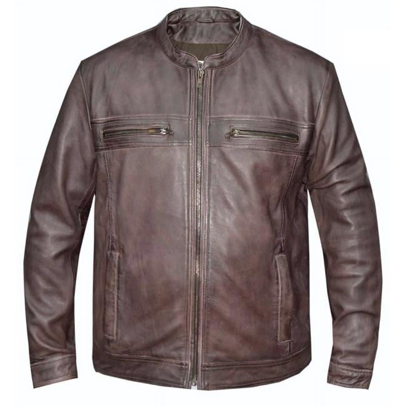 Premium Leather Lightweight Motorcycle Jacket for Men, Burgundy - 3XL ...