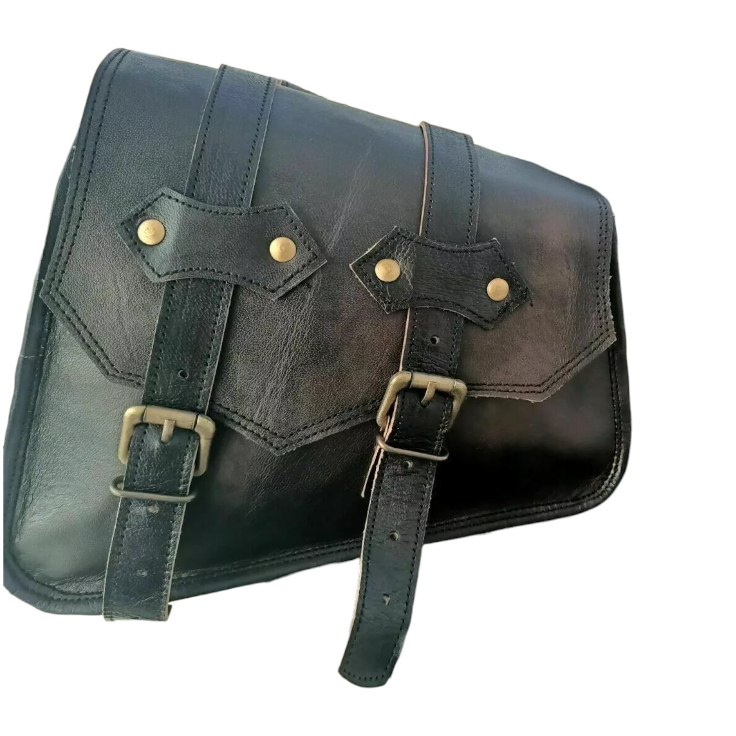 Barton Outdoors™ 2pc Black Leather Motorcycle Bags - Twin Saddlebag ...