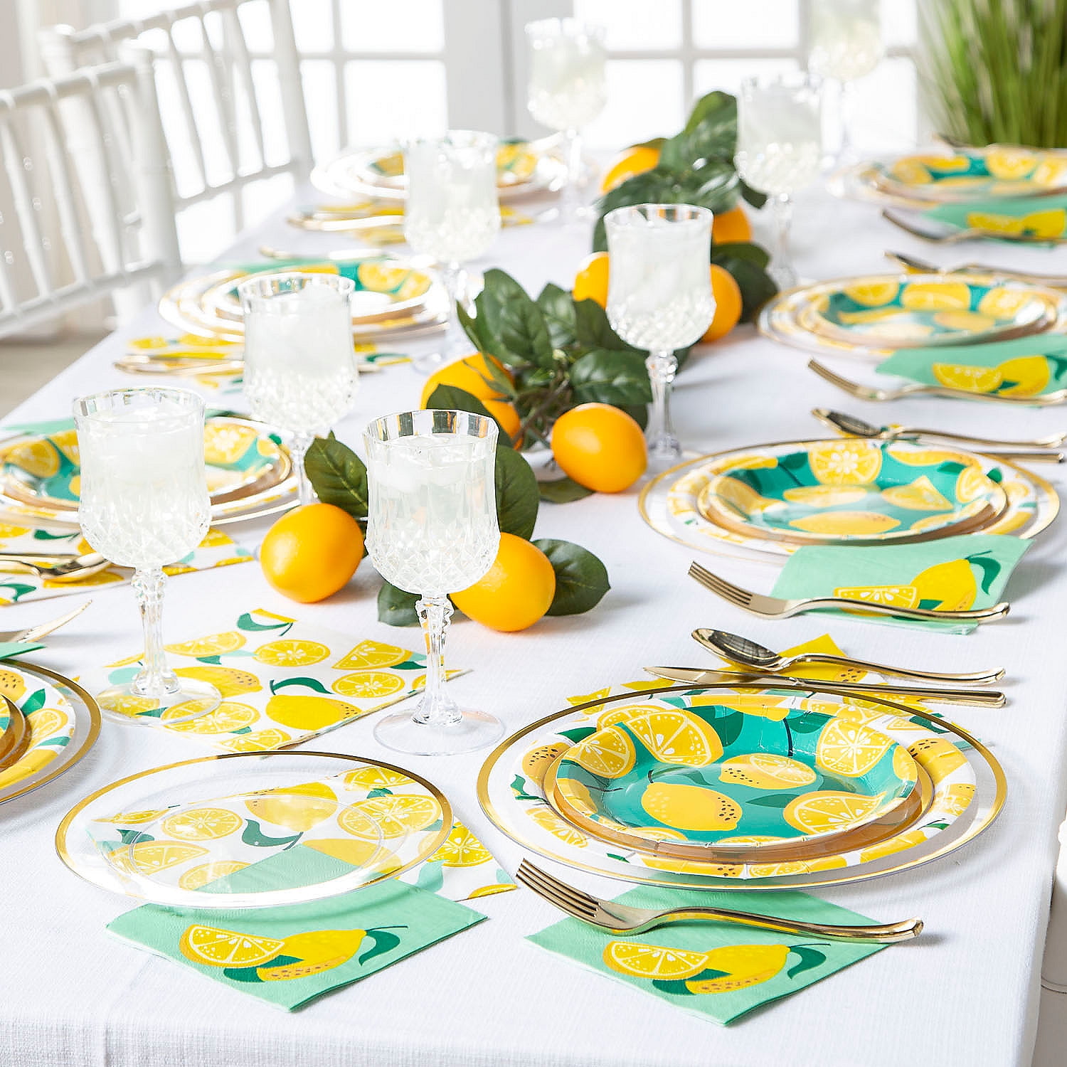 Premium Lemon Party Disposable Tableware Kit, Bulk 484 Pieces - Walmart.com