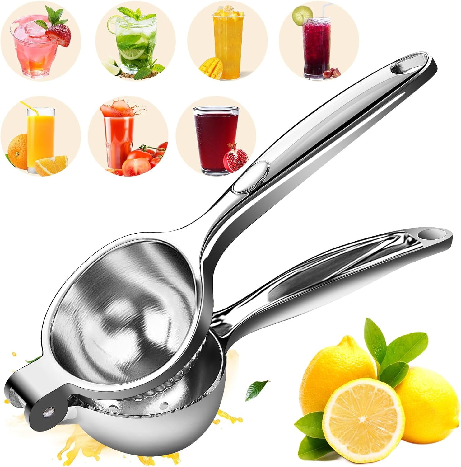 Premium Lemon Squeezer, Large Heavy Duty Handhelp Juicer for LemonSqueezer, Stainless Steel Hand ...