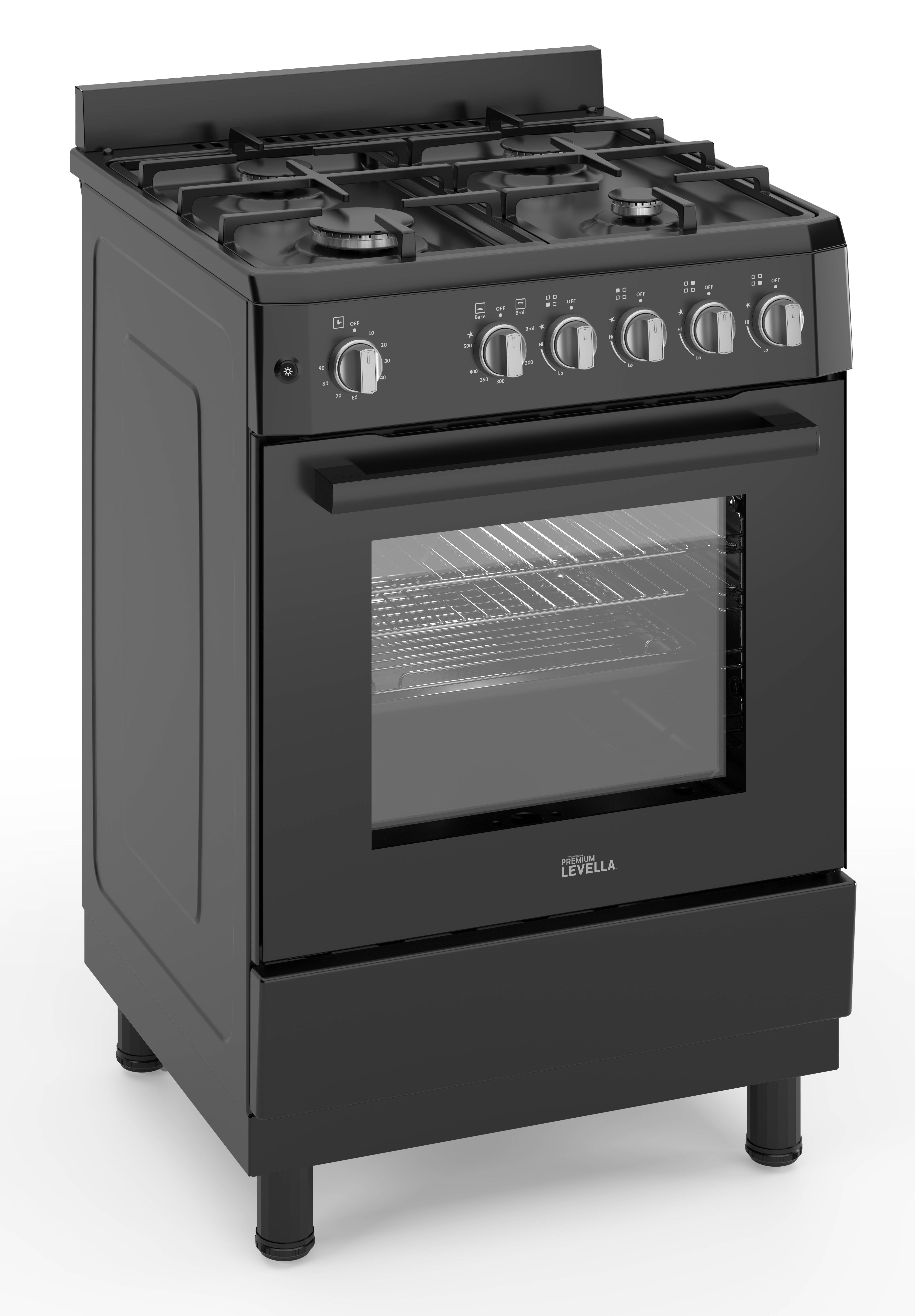 Premium Levella 24" Freestanding Gas Range with 4 Burners and 2.7 Cu ...