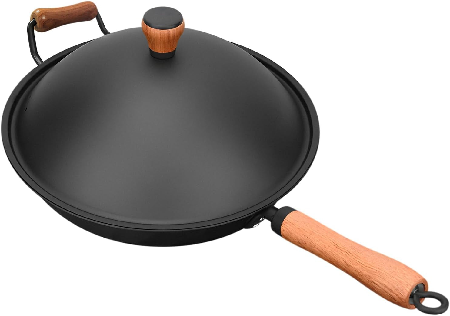 Premium Light Carbon Steel Non-Stick Wok,13 Inches Stir Fry Pans with ...