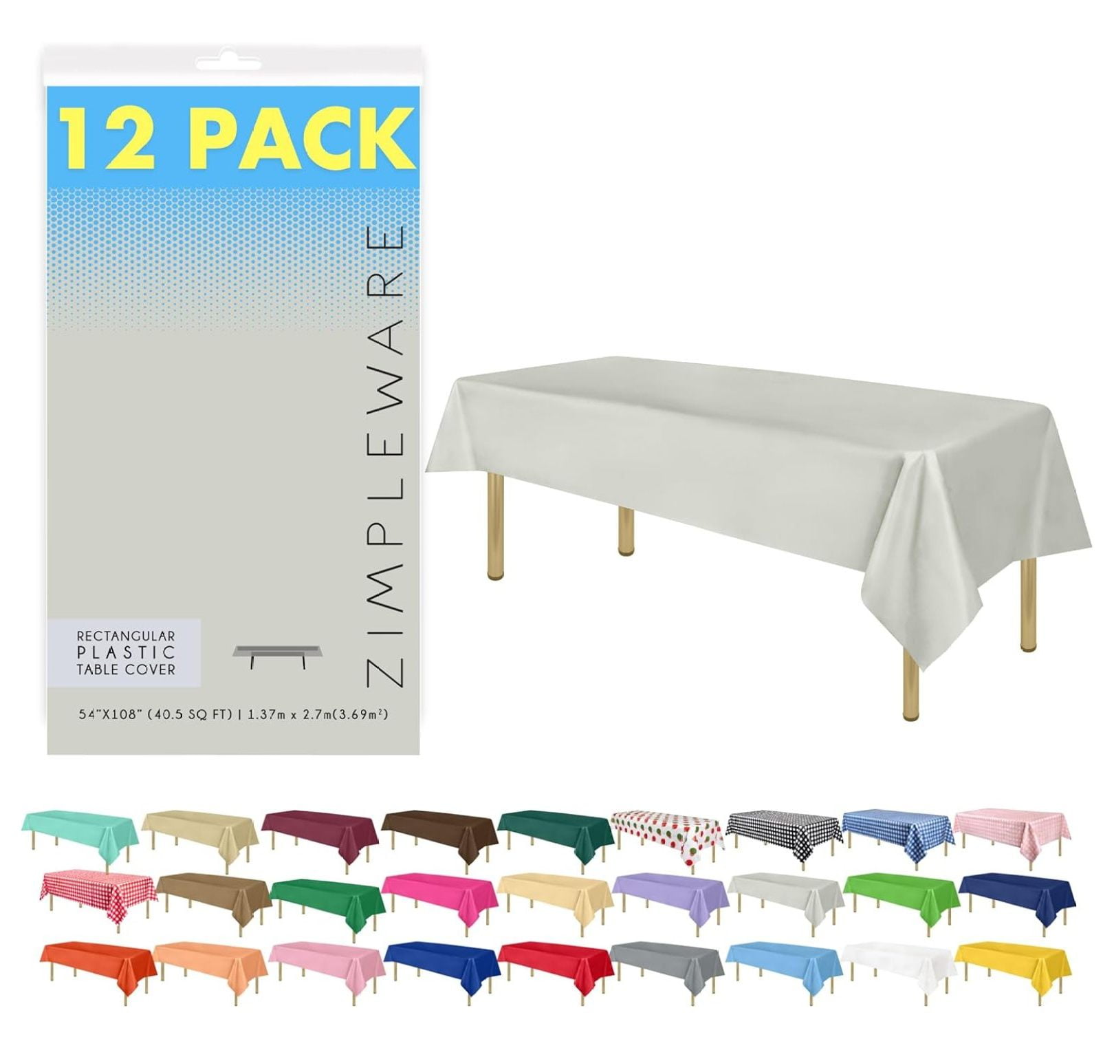 Premium Light Grey Plastic Table Cloth Disposable (12 Pk) Plastic ...