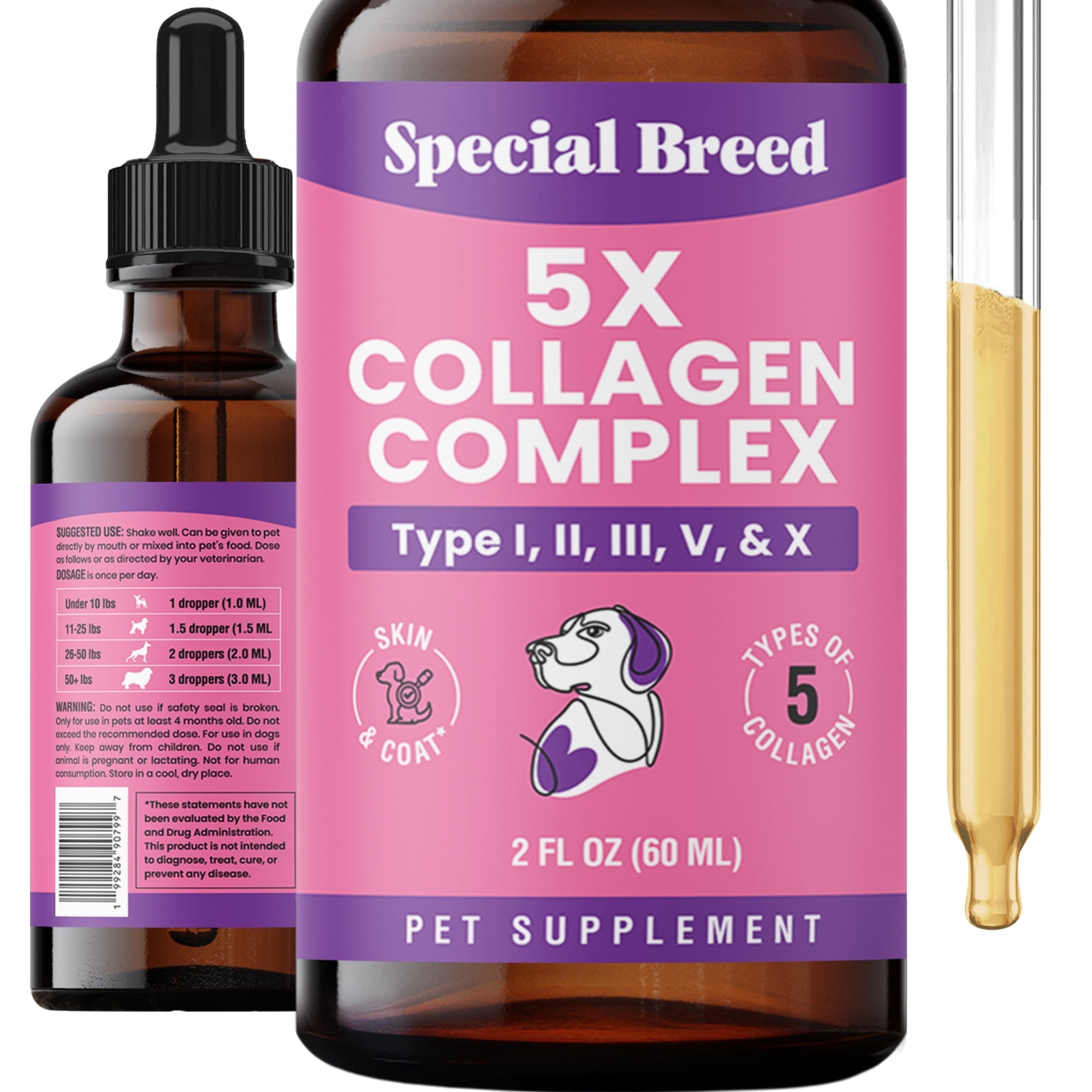 Premium Liquid Collagen For Dogs - 5x Collagen Types I, II, II, V & X ...