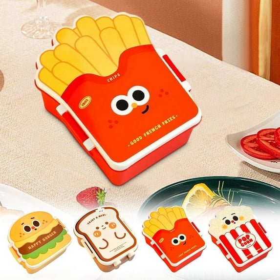 Premium Lunch Box | Burger & Fries-Shaped Food- Leakproof Sealed ...
