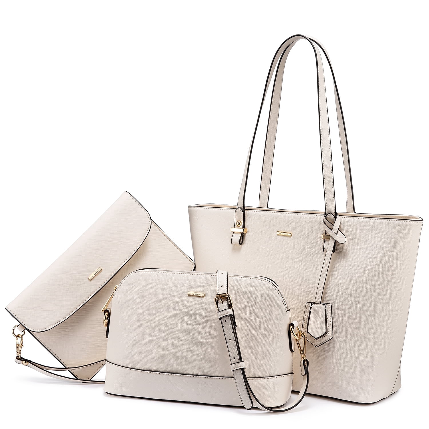 Premium Lux Details 3-Piece Leather Handbag Set for Women – Tote ...