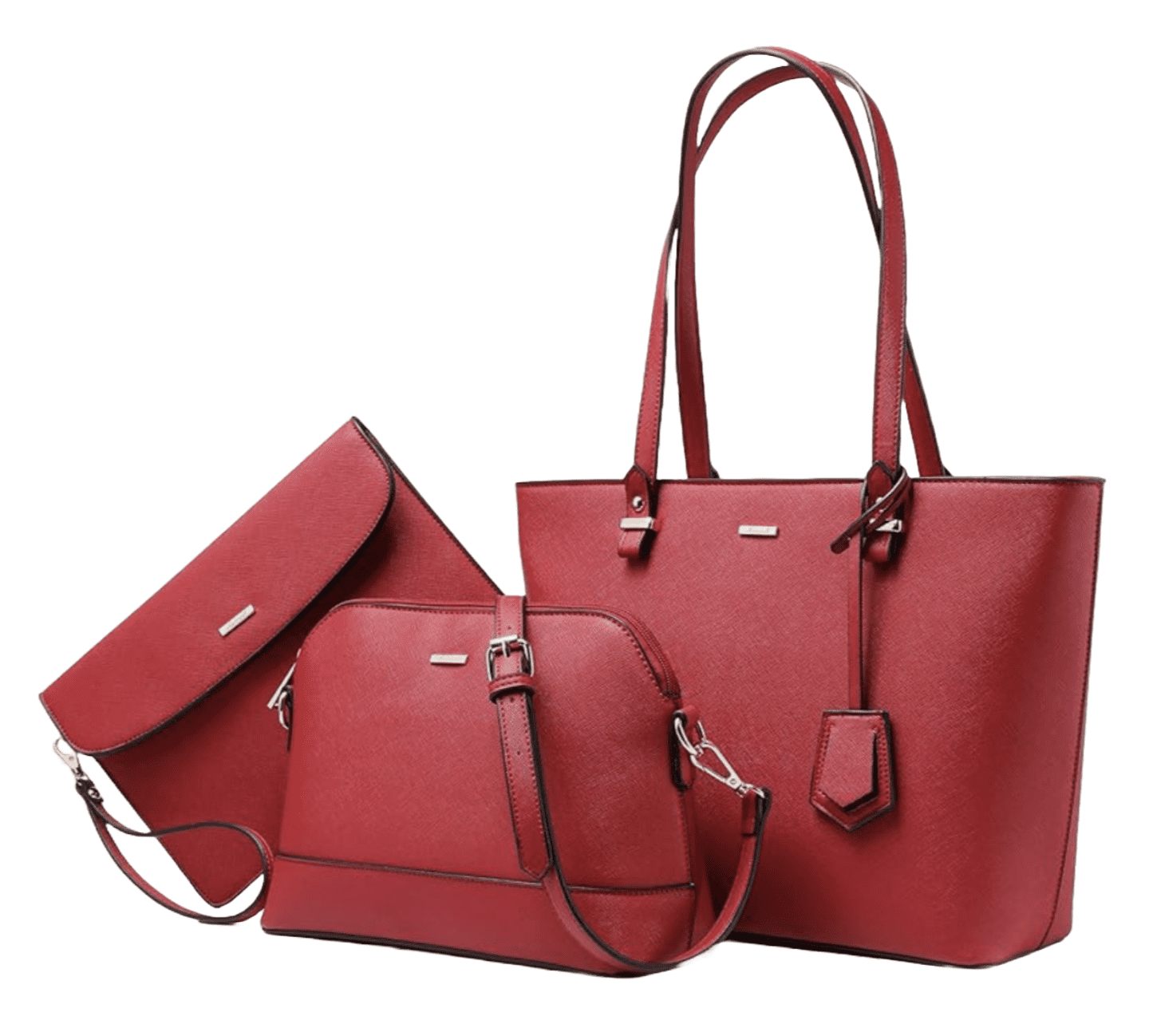 Premium Lux Details 3-Piece Leather Handbag Set for Women – Tote ...