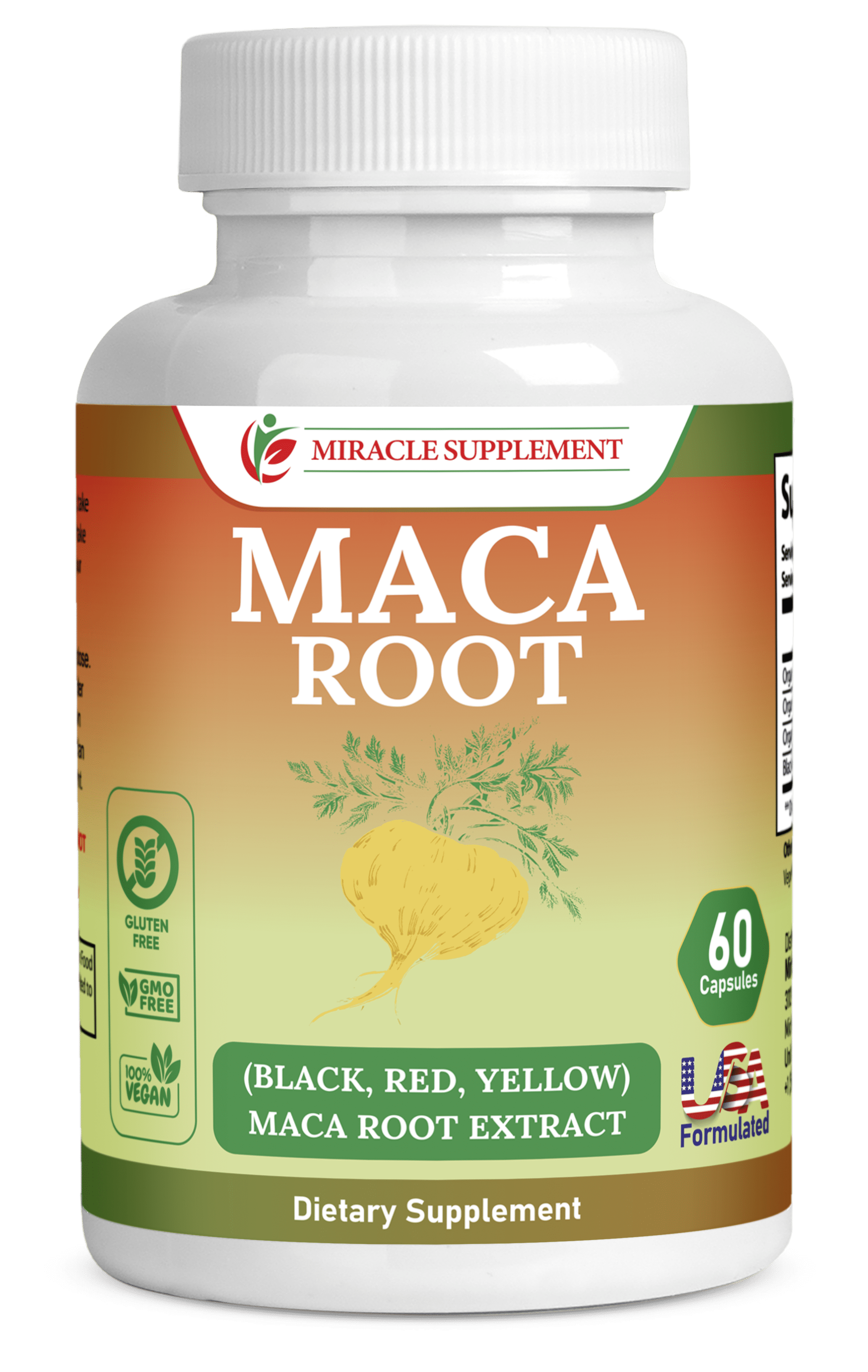 Premium Maca Root Extract Black Red Yellow Maca Capsules 60 Ct