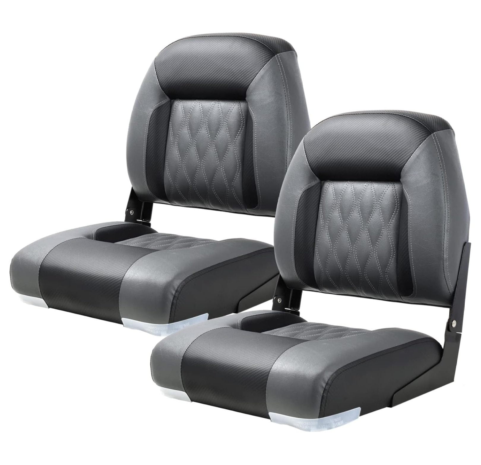 Premium Marine Low Back Folding Boat Seat,Charcoal/Black(2 Seats ...