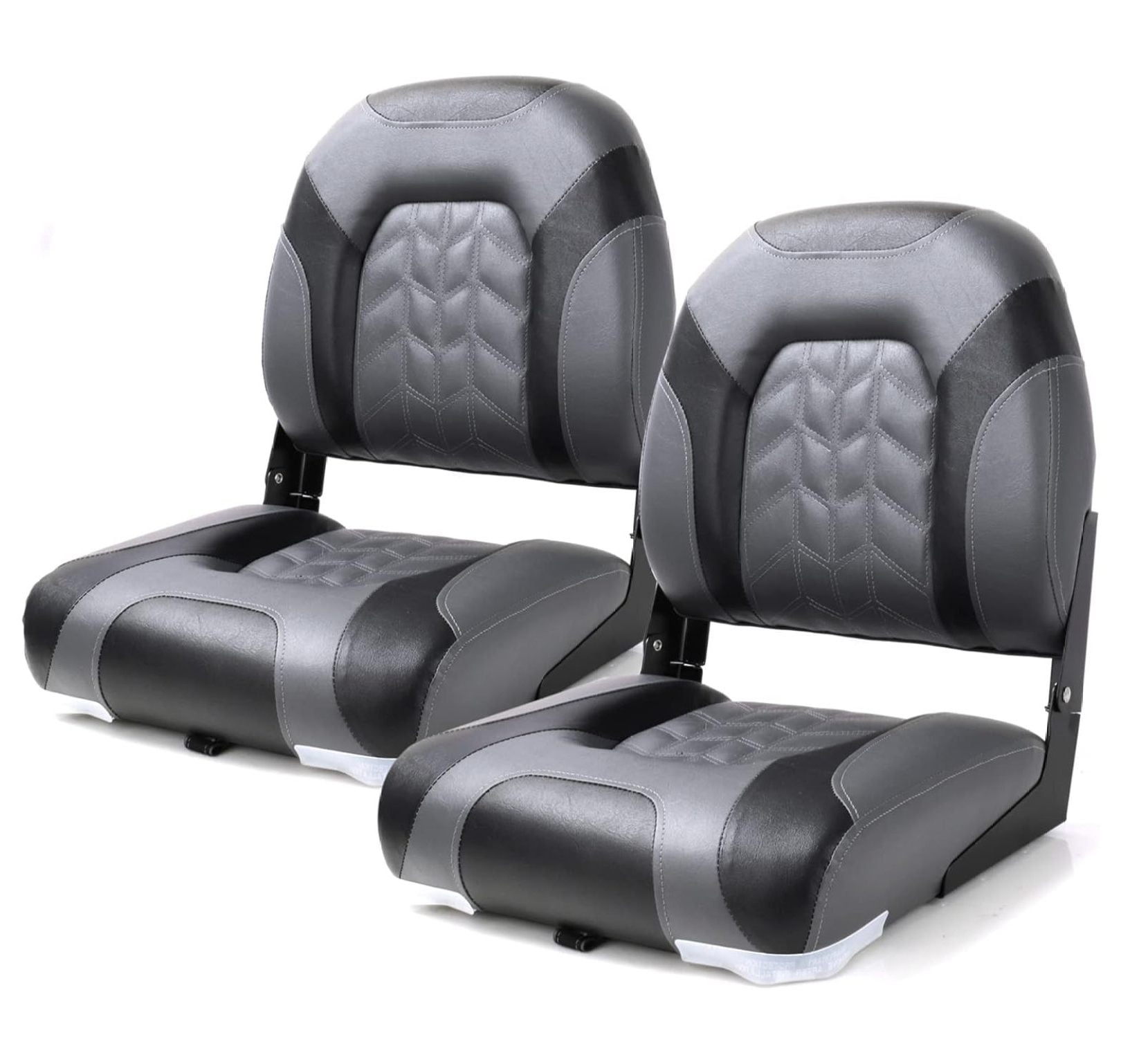 Premium Marine Low Back Folding Boat Seat,Charcoal/Black(2 Seats ...