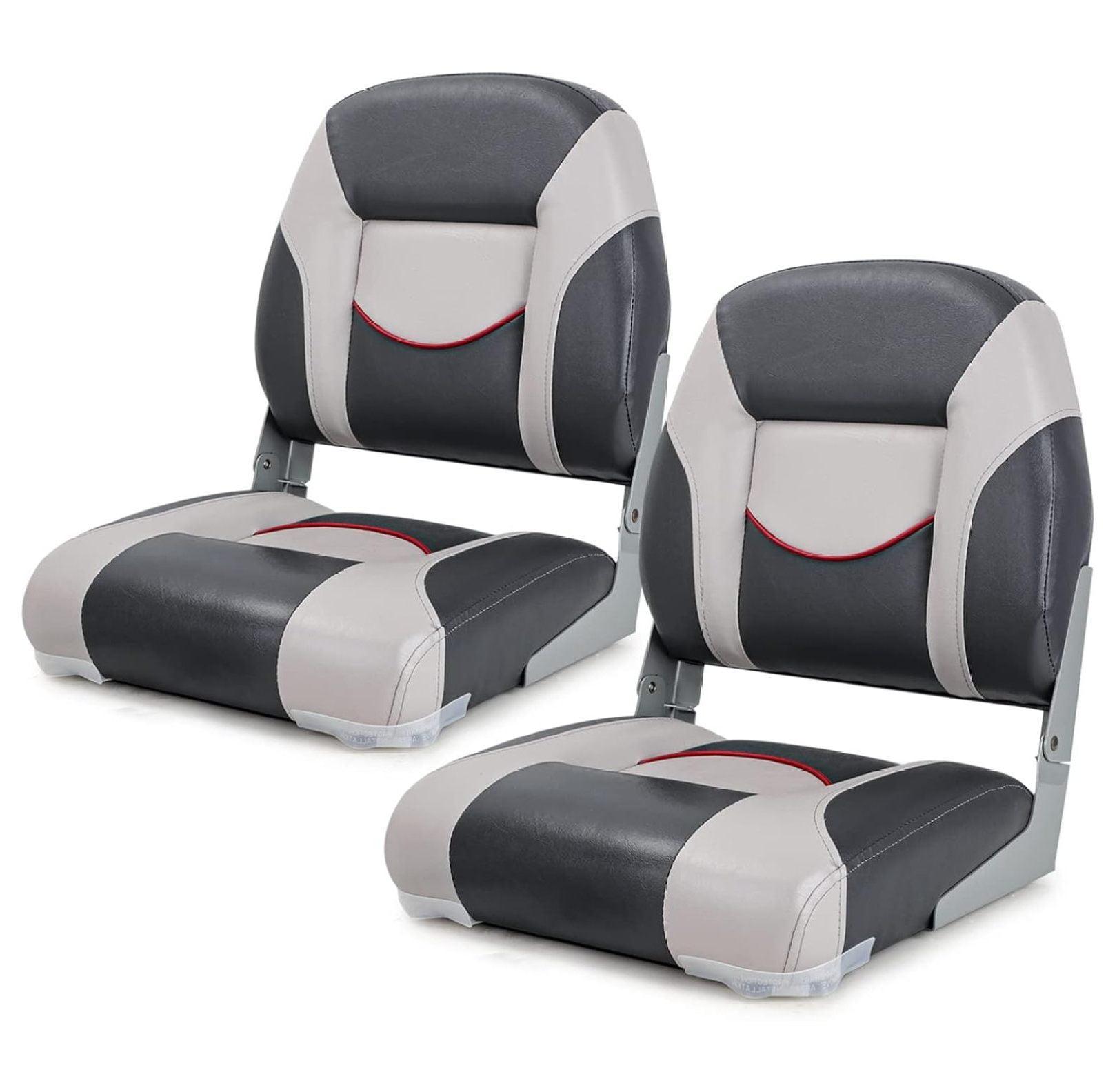 Premium Marine Low Back Folding Boat Seat Light Grey/Charcoal(2 Seats ...