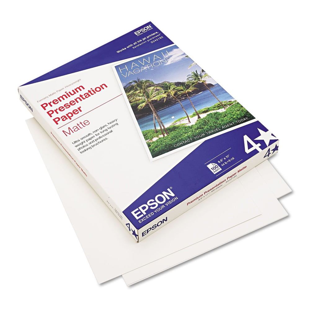 Epson Premium Matte Presentation Paper, 8.5 x 11, Matte White, 100/Pack ...