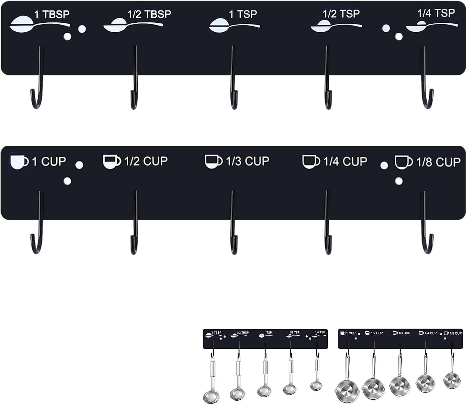 Premium Measuring Cups and Spoons Hanging Rack, Measuring Cup Organizer ...