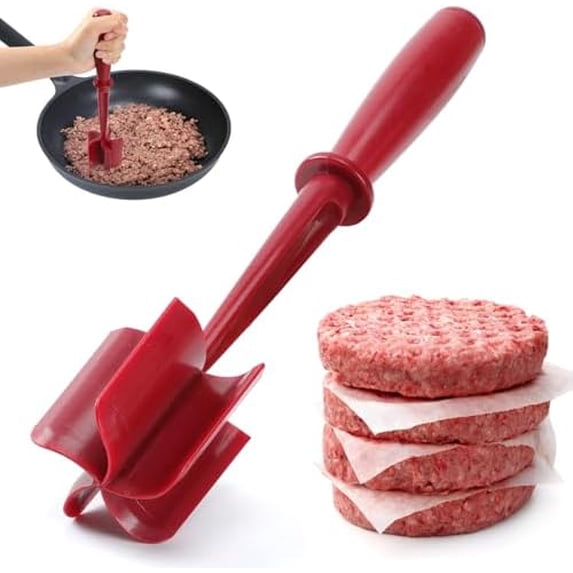 Premium Meat Chopper - 5 Curve Blade Ground Beef Smasher Tool - Heat ...