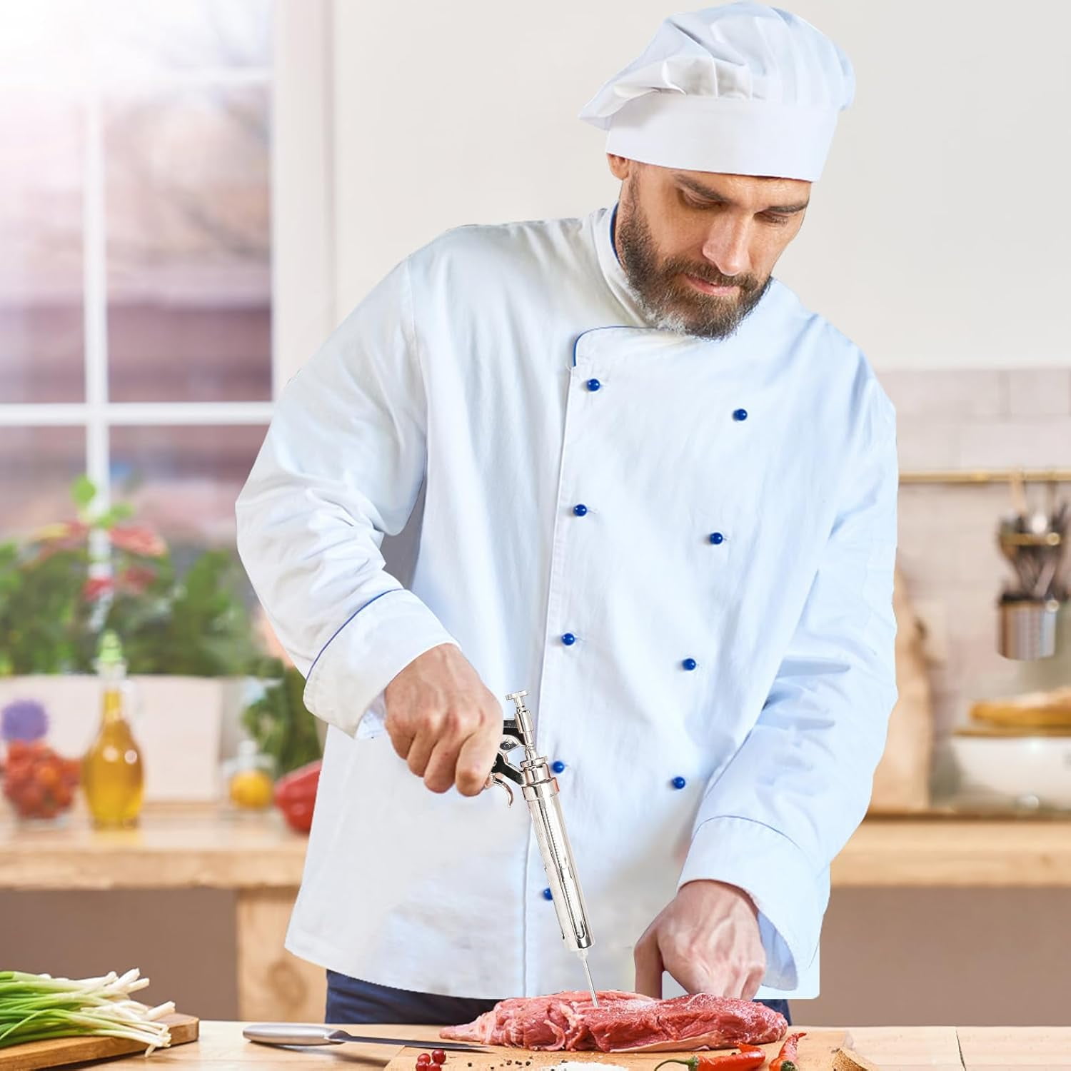 Premium Meat Injector Kit - Stainless Steel Marinade Syringe with 4 ...