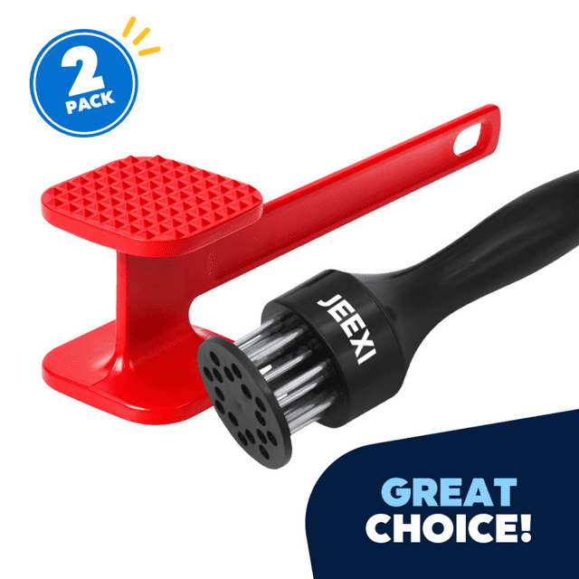 JEEXI Premium Meat Tenderizer Set (2 Pack) – Hammer & Needle Tool, Non ...