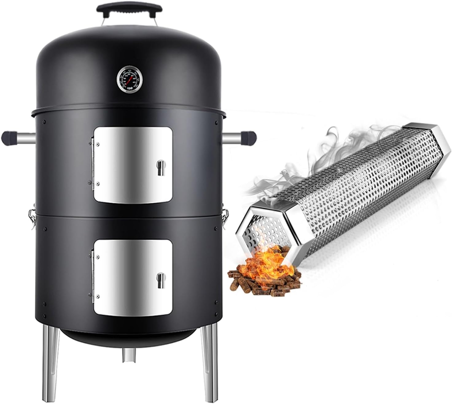 Premium Meat Vertical Smokers with Pellet Tube - Barbecue Charcoal ...